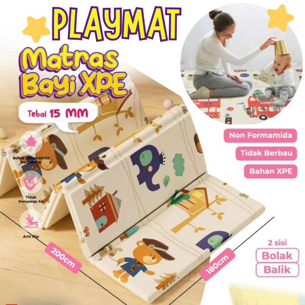 Jual PLAYMAT BAYI TEBAL KARPET LANTAI ANAK PLAYMAT UKURAN 180X200 MERK ...