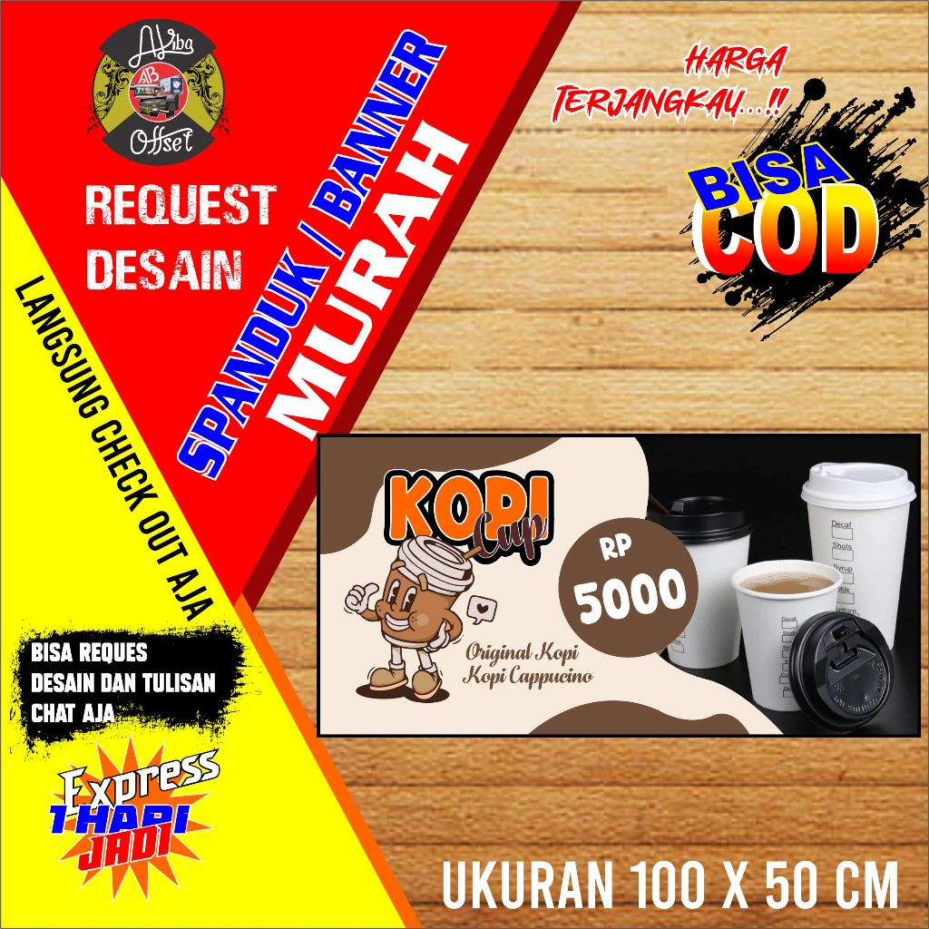 Jual SPANDUK BANNER CUSTOM KOPI CUP UKURAN 100X50CM | Shopee Indonesia