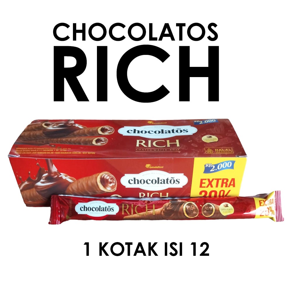Jual CHOCOLATOS RICH WAFER ROLL COATED KOTAK ISI 12 | Shopee Indonesia