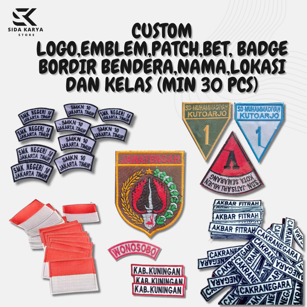Jual Custom Logo Patch Bet Bed Badge Bordir Nama, Kelas, Lokasi ...