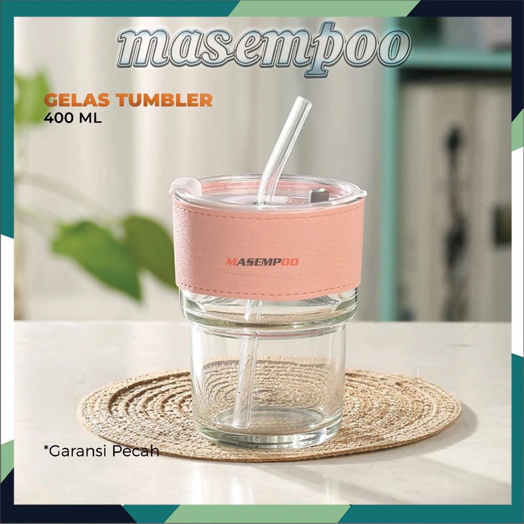 Jual Gelas Tumblr Kaca Bening Gelas Mug Gelas Kaca dengan Tutup Anti ...