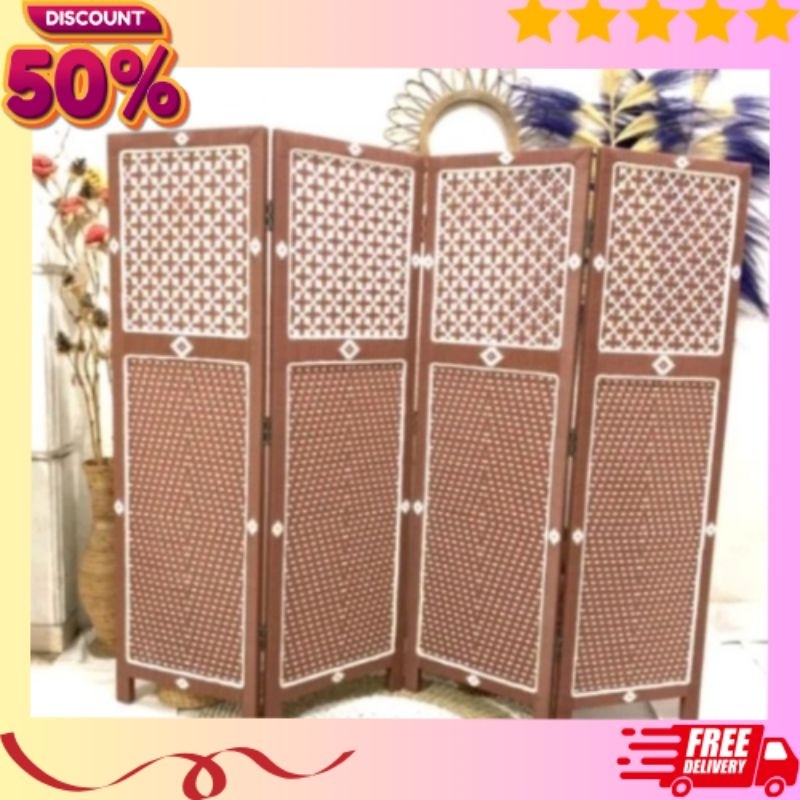 Jual Sketsel Rotan Sintetis Partisih Pemisah Ruangan Coklat Motif ...