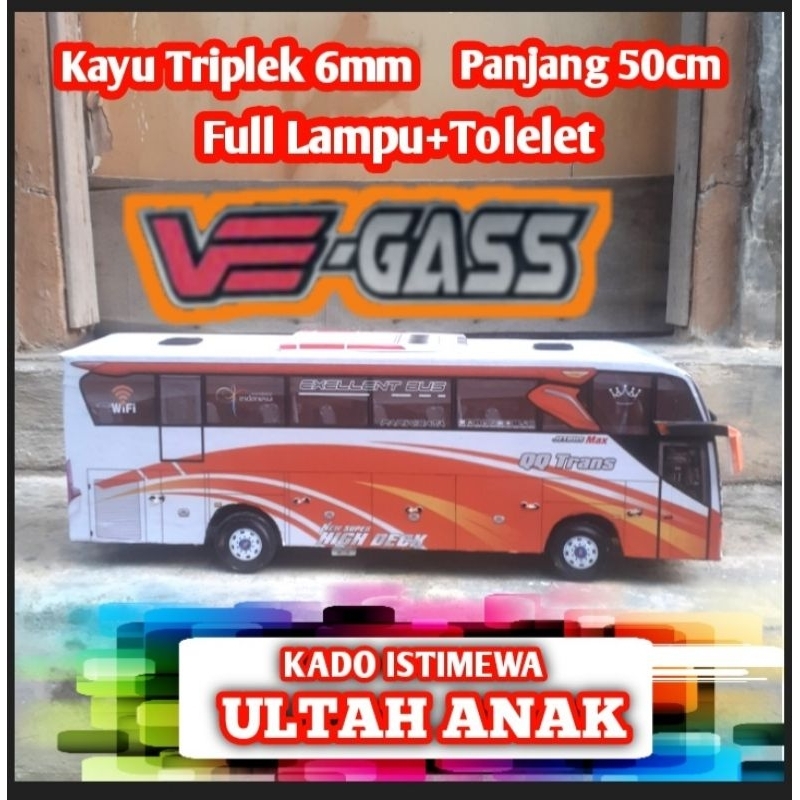 Jual Miniatur bus tolelet basuri PO.QQ trans VEGAS mainan kado ultah ...