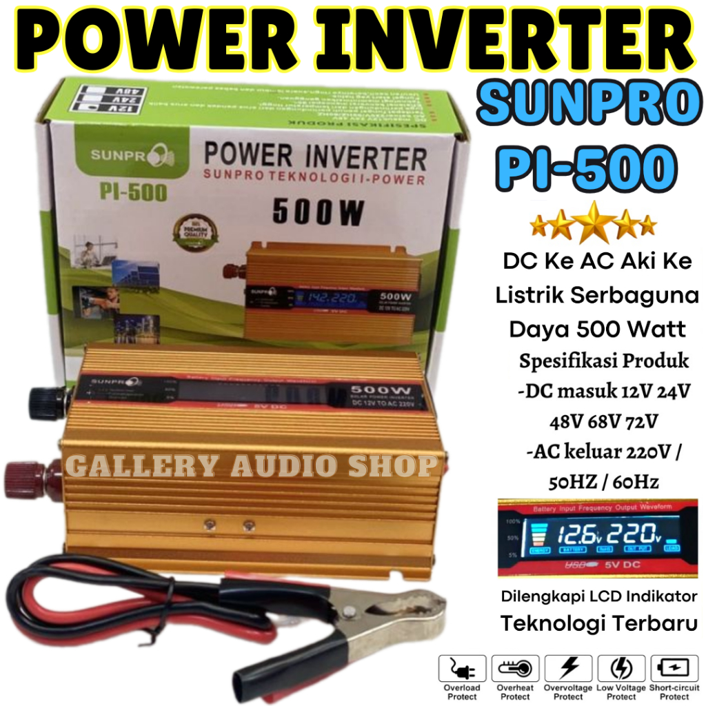 Jual Inverter Power DC To AC 500 Watt Sunpro Pl-05 With USB 5V / Power ...