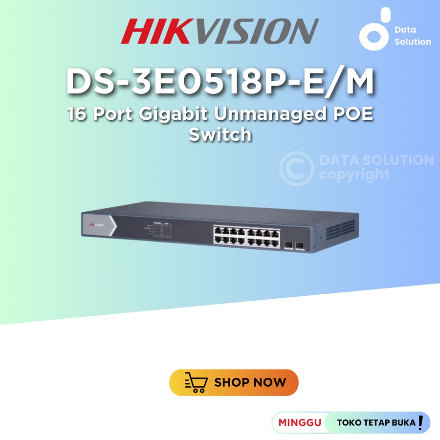 Jual Hikvision DS-3E0518P-E/M 16 Port Gigabit Unmanaged POE Switch | Shopee Indonesia