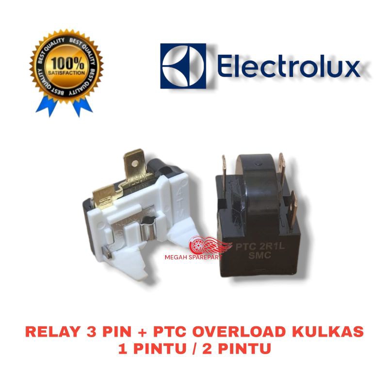 Jual (1 set ) Relay 3 pin+ PTC overload kulkas ELECTROLUX 1 Pintu / 2 ...