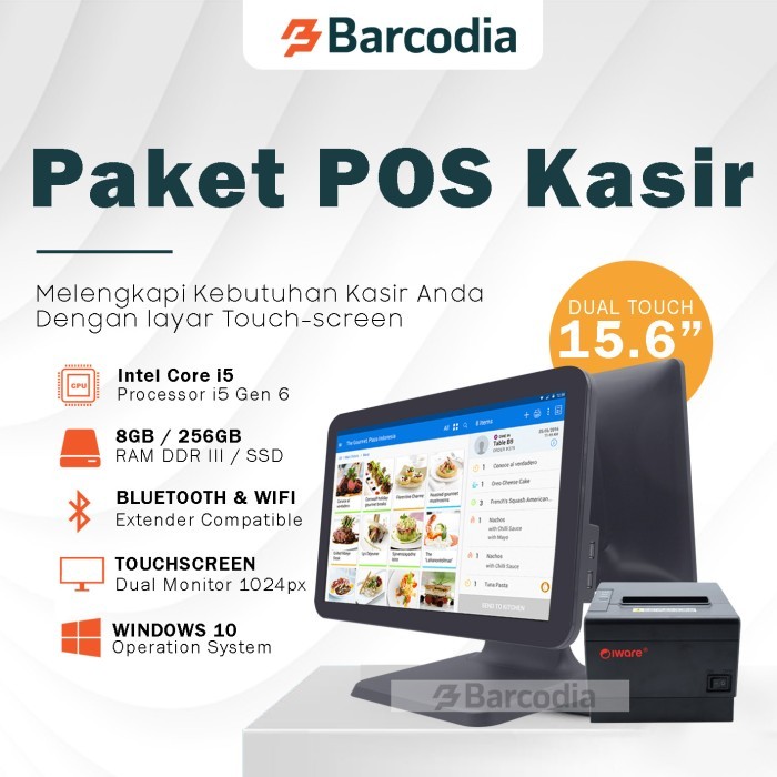 Jual Paket POS Komputer Kasir Touchscreen Dual Monitor Windows 10 Intel ...
