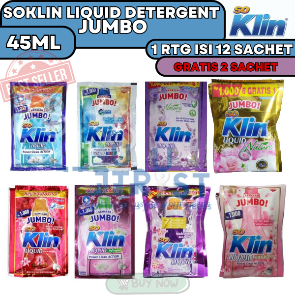 Jual Soklin Liquid Detergent Jumbo 45ml Kemasan Sachet 1 Renceng 14 ...