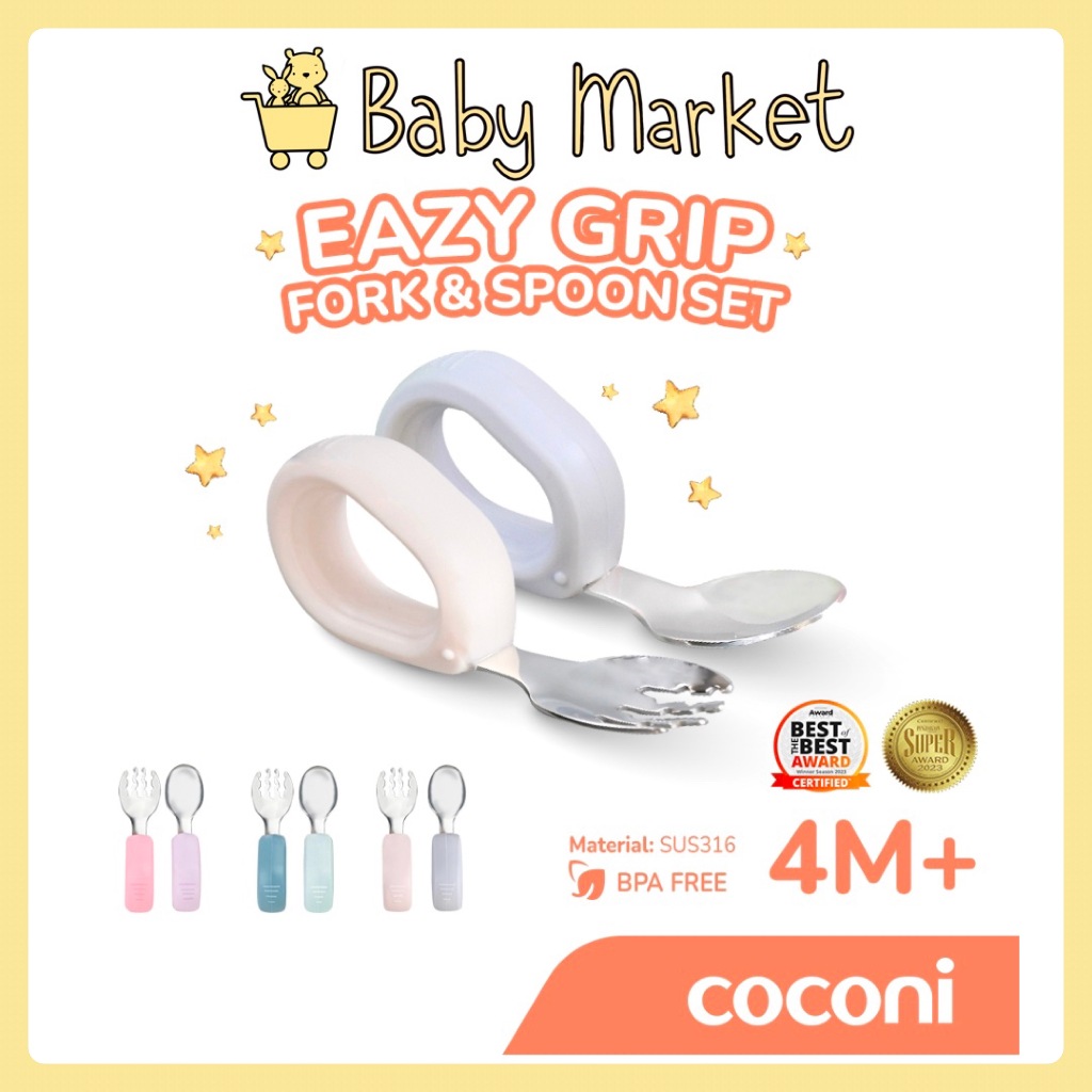 Jual COCONI Eazy Grip Fork & Spoon Stainless Steel Set Sendok Garpu ...