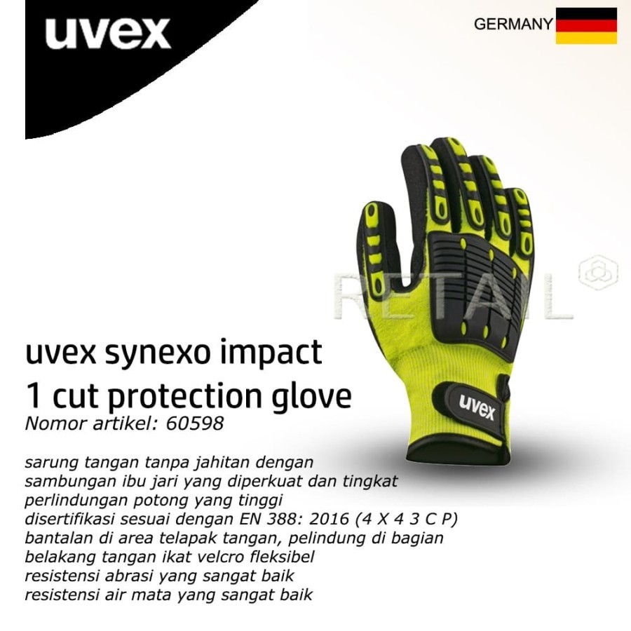 Jual PROMO!!! Sarung Tangan Uvex Synexo Impact One Cut Protection Glove ...