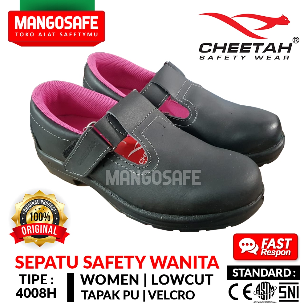 Jual Sepatu Safety Pendek Wanita Cheetah 4008H warna Hitam / 4008 H ...