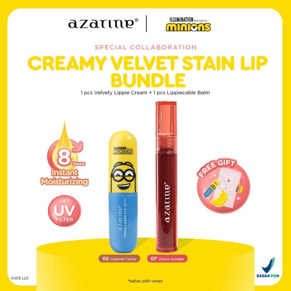 Jual Azarine Lip Bundle Velvety Lippie Cream Lip Velvet + Tinted ...