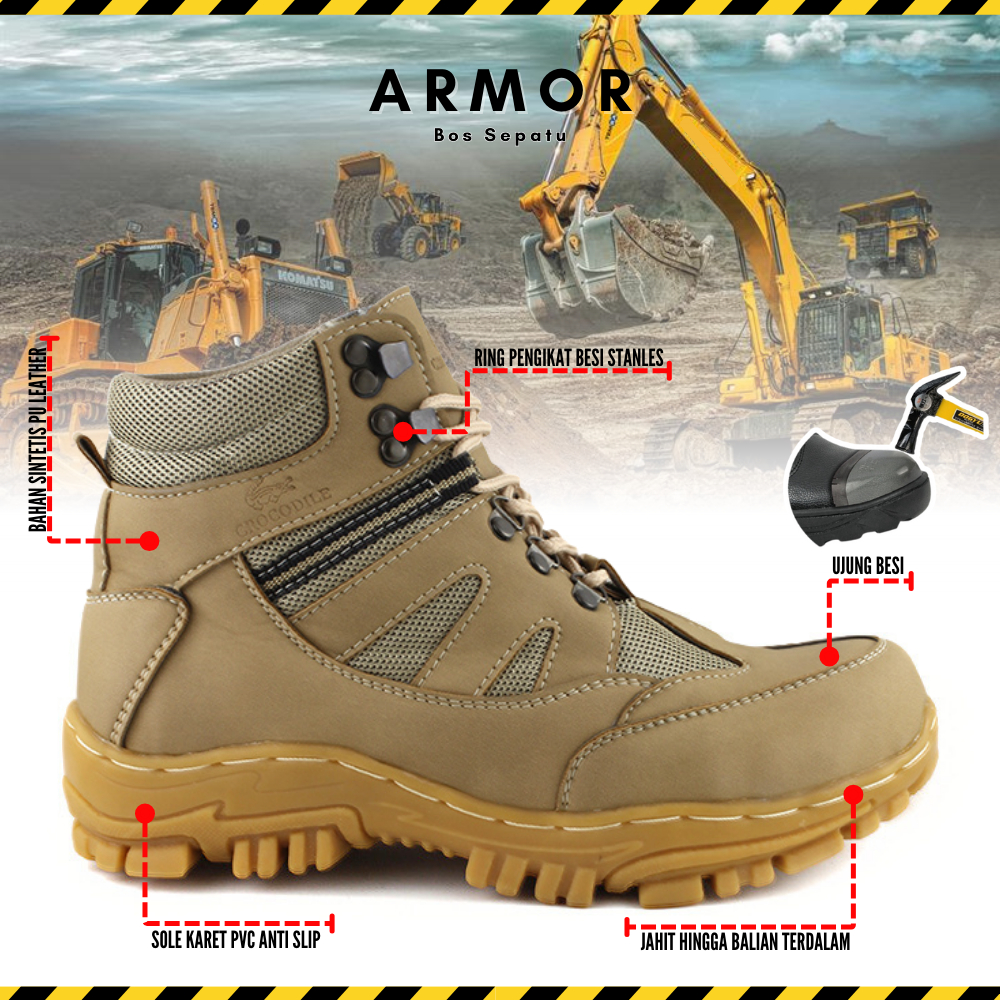Jual Sepatu Boots Safety Pria Crocodile Proyek Kerja Lapangan Ujung ...
