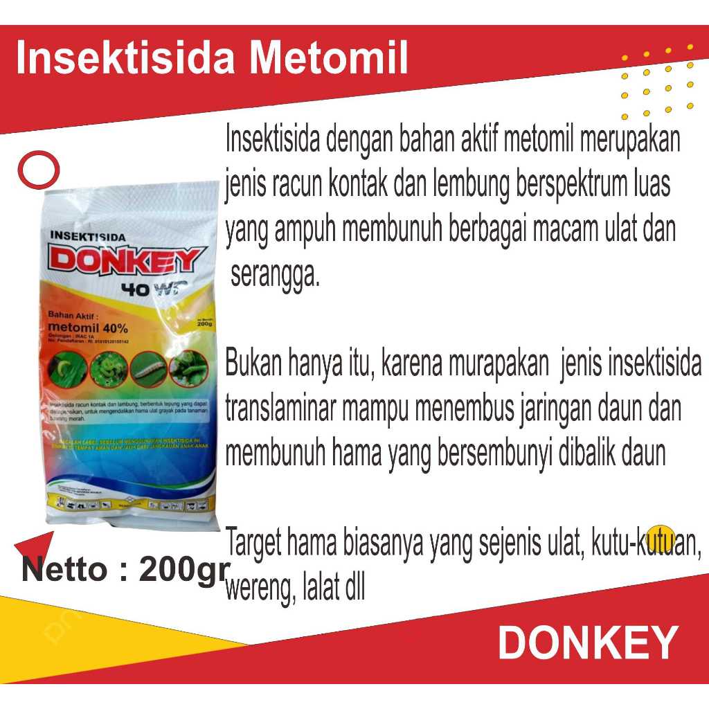 Jual Insektisida METOMIL DONKEY 40SP 200gr Obat Ulat Grayak, Wereng ...