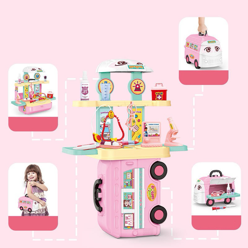 Jual Mainan Alat Dokter Peralatan Medis Koper Bus Doctor DIY Bus ...