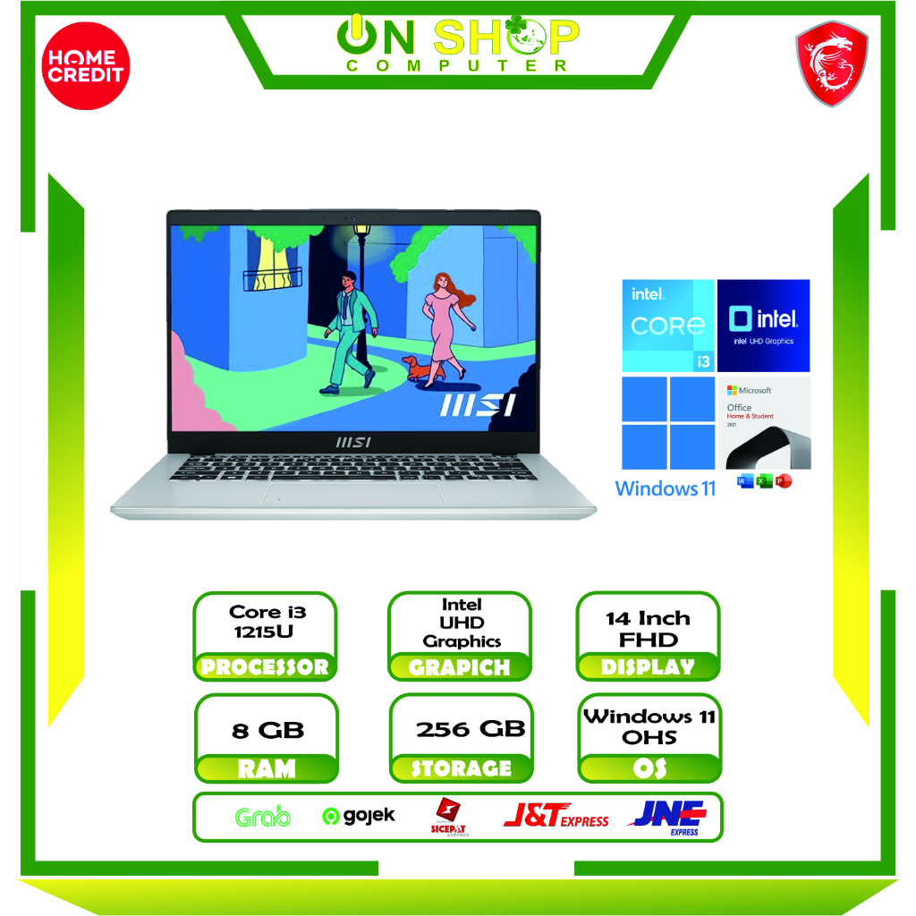 Jual MSI Modern 14 C12MO Intel Core i3 1215U RAM 8GB SSD 256GB W11 OHS ...