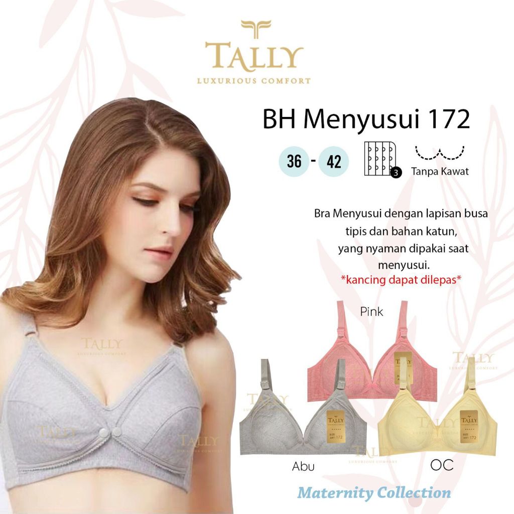 Jual TALLY BRA MENYUSUI BH 172 - Tanpa Kawat Busa Tipis Bahan Katun CUP B - C Kait 3 Maternity ...