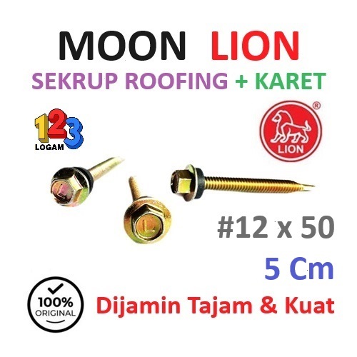 Jual Sekrup - Baut Roofing #12x50 Kuning Lion ( L ) 5cm Karet Hitam | Shopee Indonesia