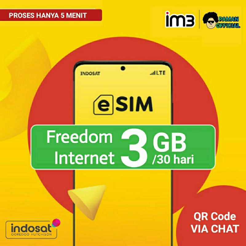 Jual Indosat eSIM Freedom Internet 3GB/30hari | Shopee Indonesia