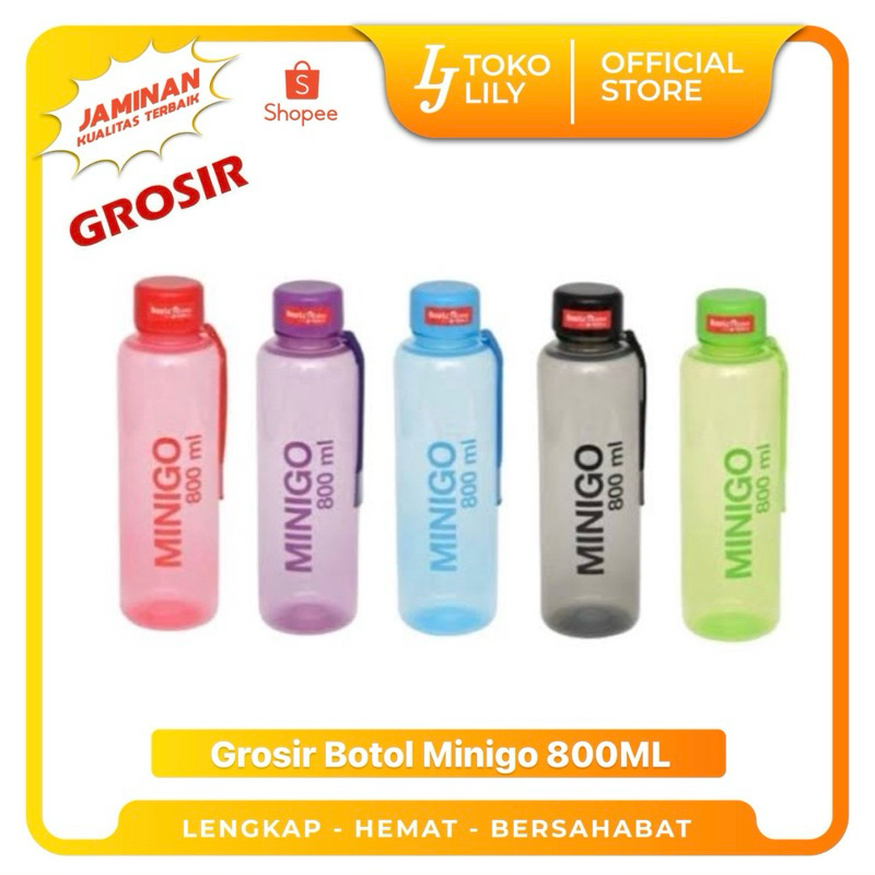Jual Grosir Botol Minum Plastik Basic Home Minigo 800ML (1 Lusin) | Shopee Indonesia