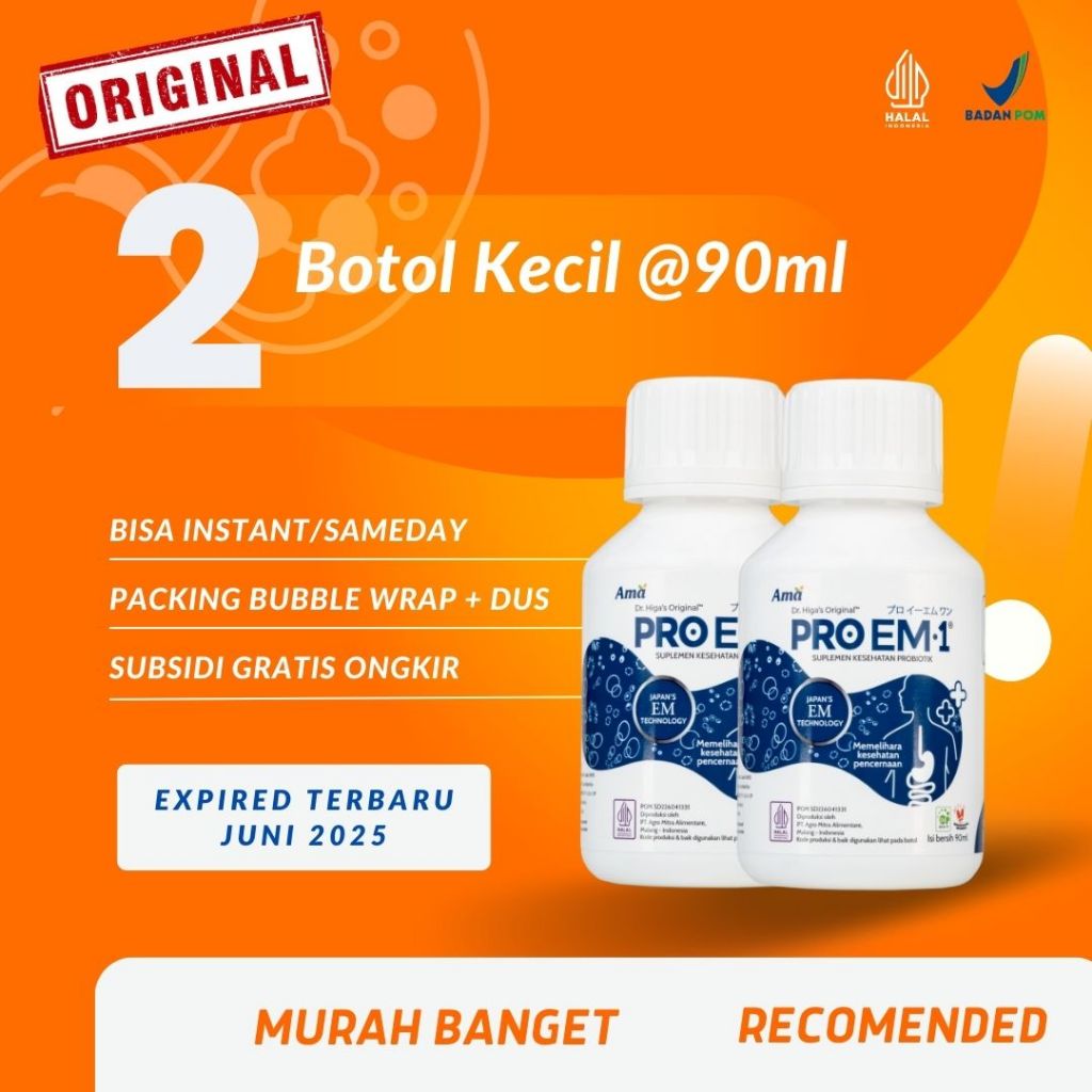 Jual Pro Em-1 Probiotik Original, 2 Botol Kecil (@90ml), ED Februari ...