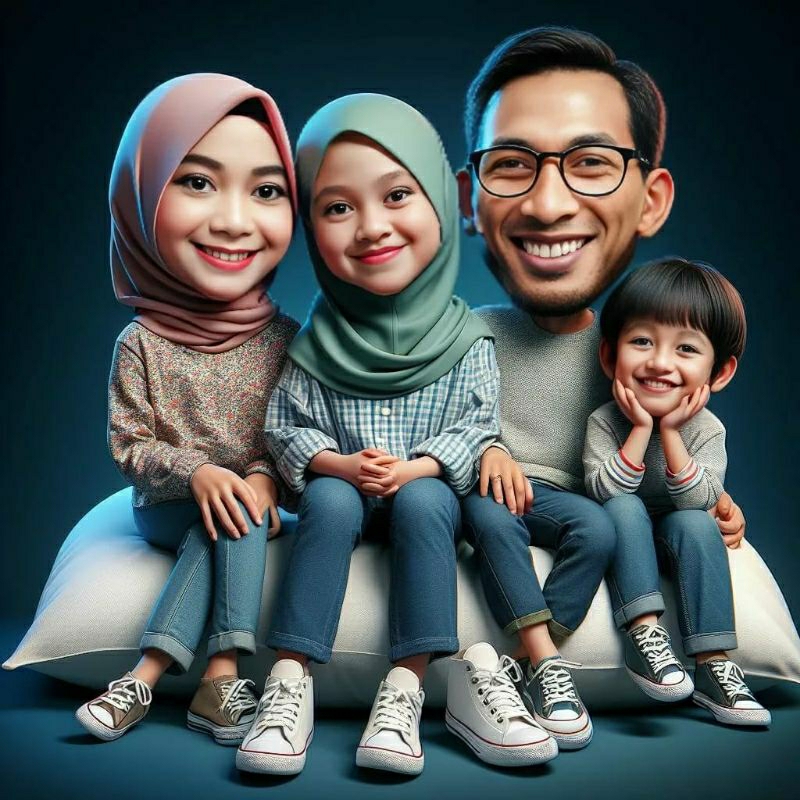 Jual Jasa edit foto wajah karikatur keluarga | Shopee Indonesia