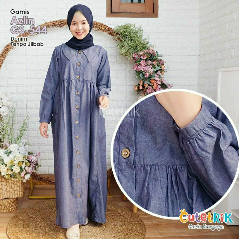 Jual Gamis Azlin Denim by Cutetrik 10-14thn dan Dewasa | Shopee Indonesia