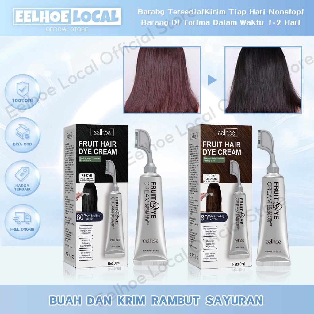 Jual EELHOE Fruit Hair Dye Cream 80ml Fruit Vegetable Dye Hair Cream ...