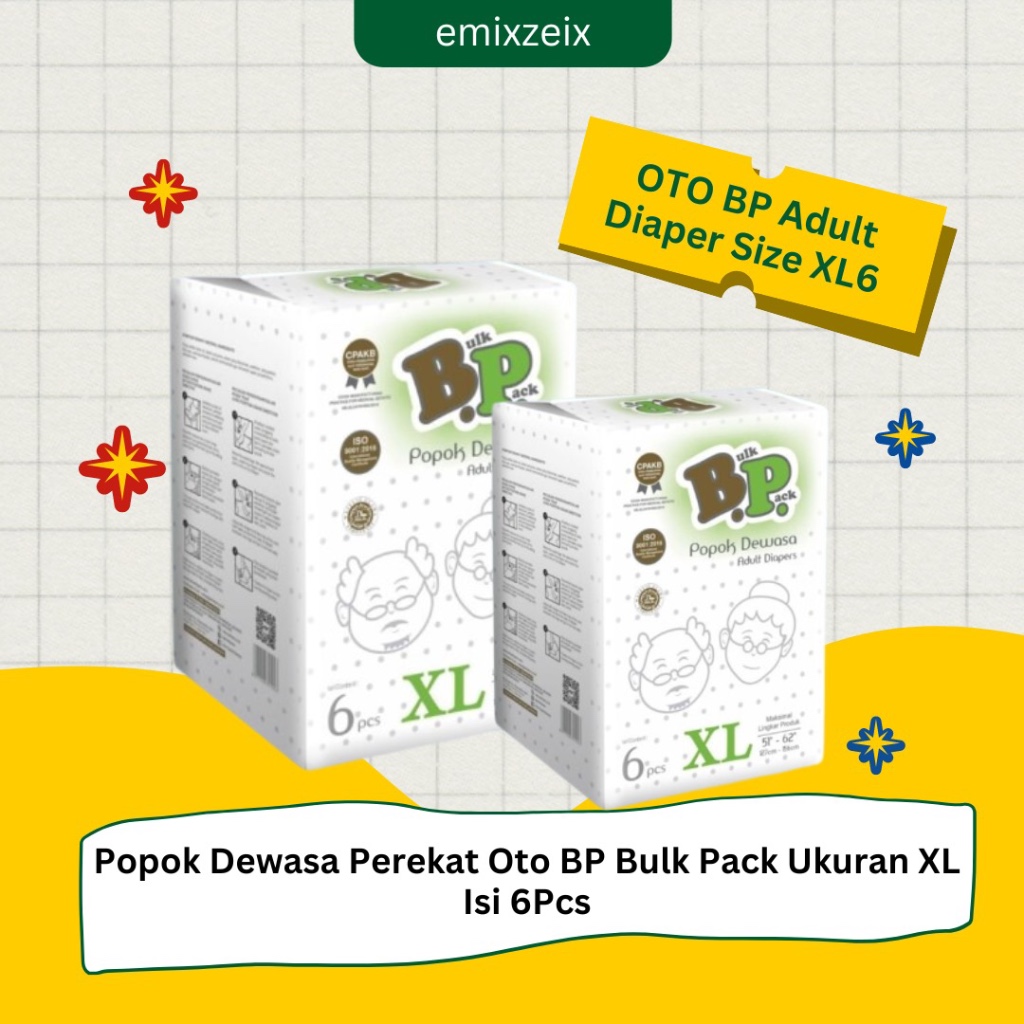 Jual OTO BP Adult Diaper Size XL6 Popok Dewasa Model Perekat | Popok Dewasa Perekat Oto BP Bulk ...