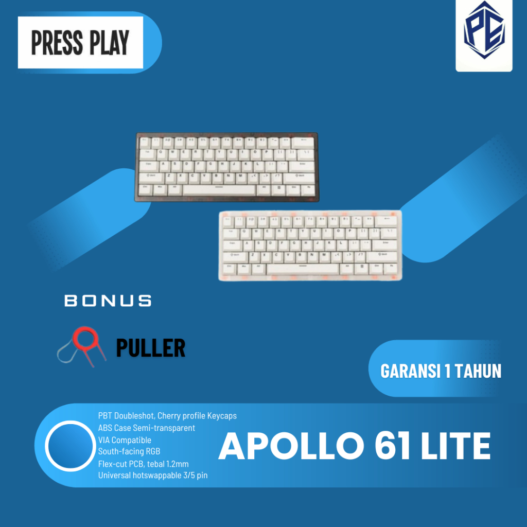 Jual Press Play Apollo61 / Apollo-61 Lite Wired Mechanical Keyboard VIA ...