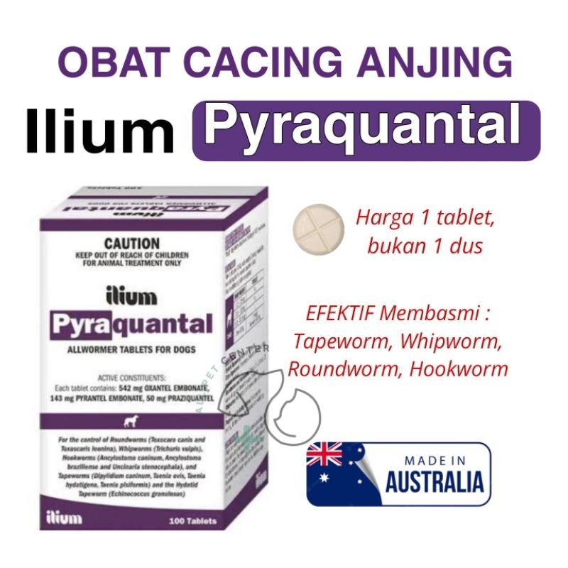 Jual Obat Cacing Anjing Ilium PYRAQUANTAL harga 1 tablet | Shopee Indonesia