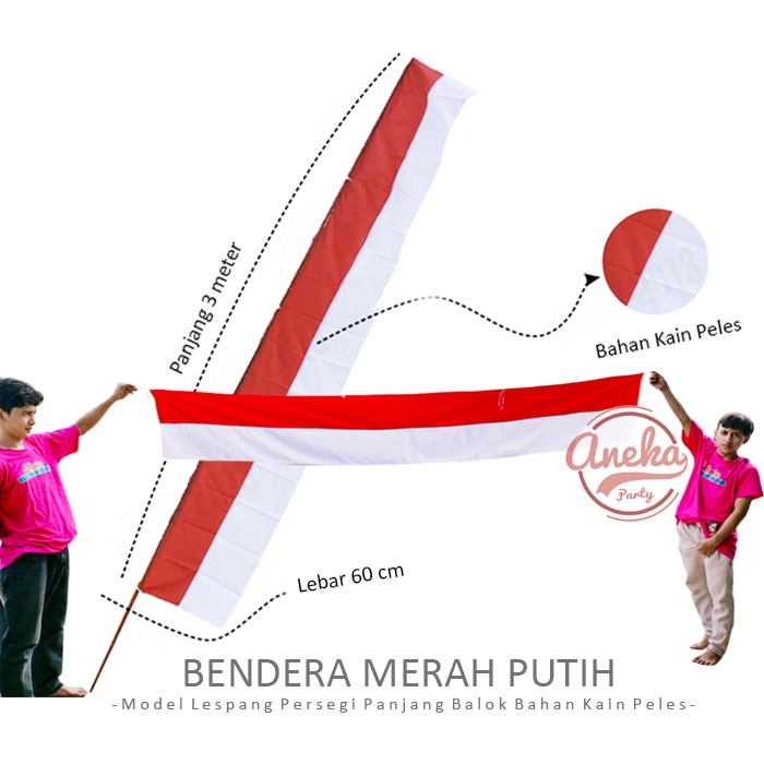Jual 60x300 cm Bendera Merah Putih Lespang / Bendera Kain Merah Putih ...