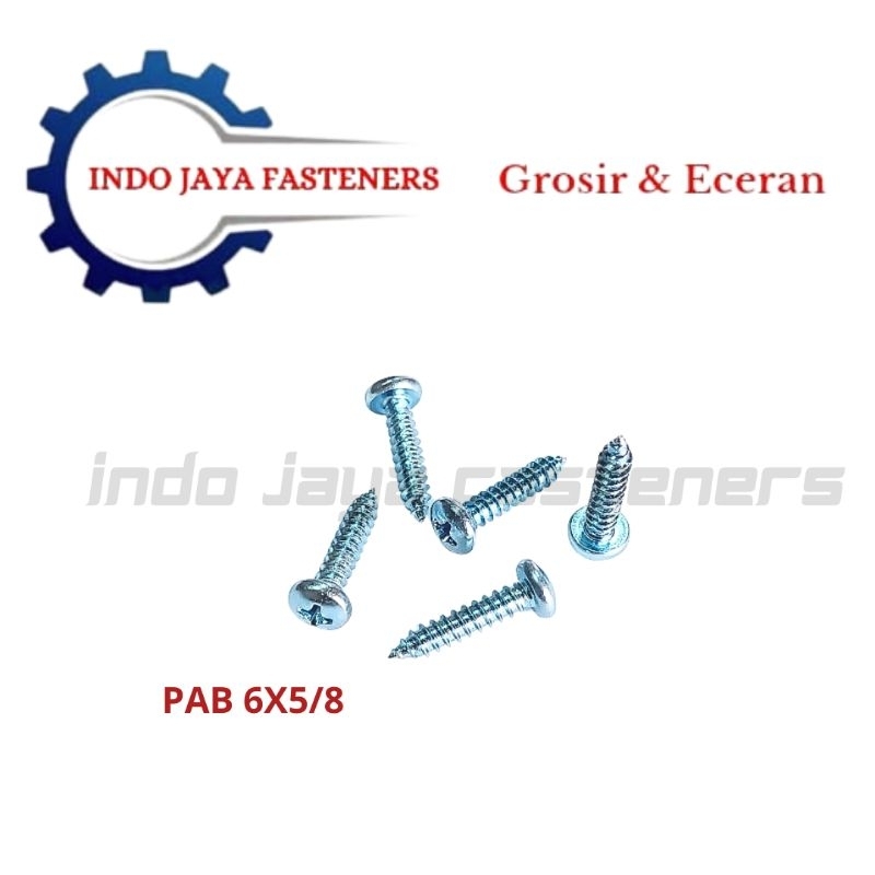 Jual Skrup PAB 6 x 5/8 (16mm )Tapping Screw / Skrup Kepala Bulat ...