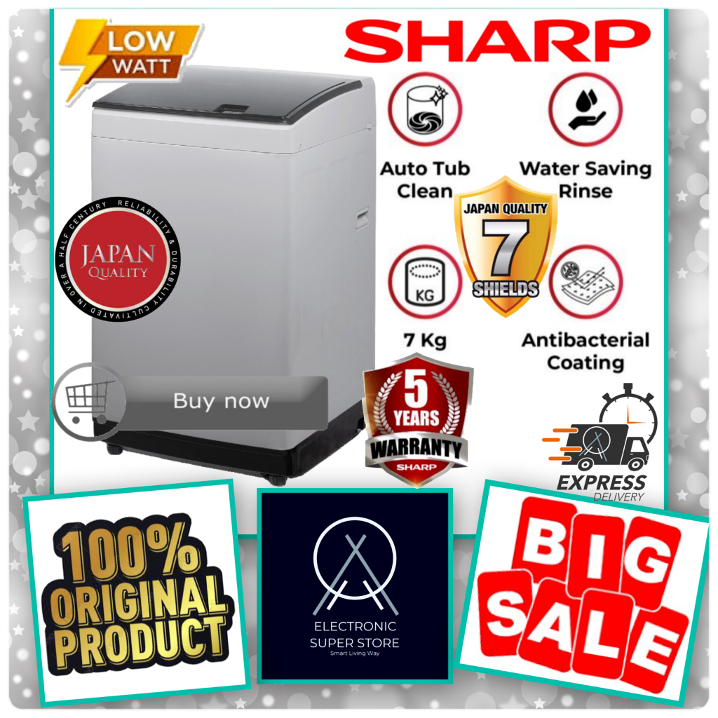 Jual MESIN CUCI SHARP ESM7000P ES-M7000P M7000P 1 TABUNG 7KG AUTO TUB CLEAN SUPER LOW WATT TOP ...