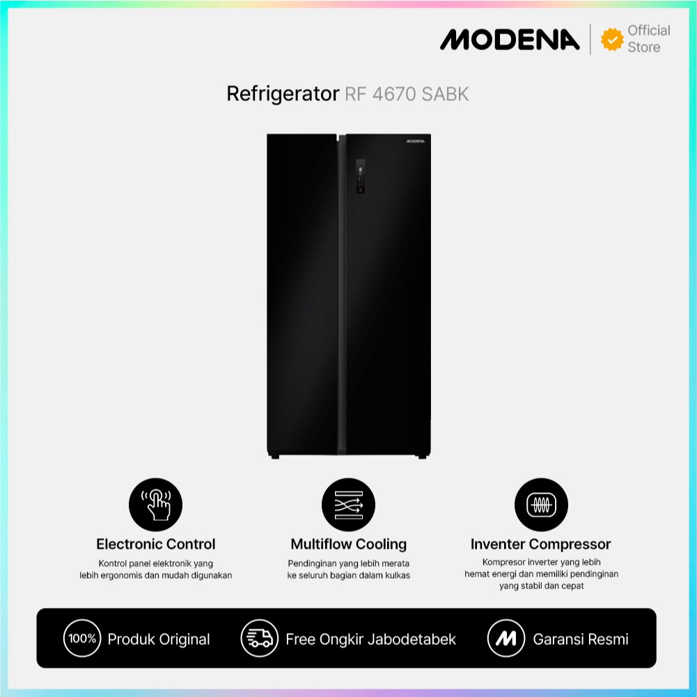 Jual MODENA Refrigerator Side by Side - RF 4670 SABK | Shopee Indonesia