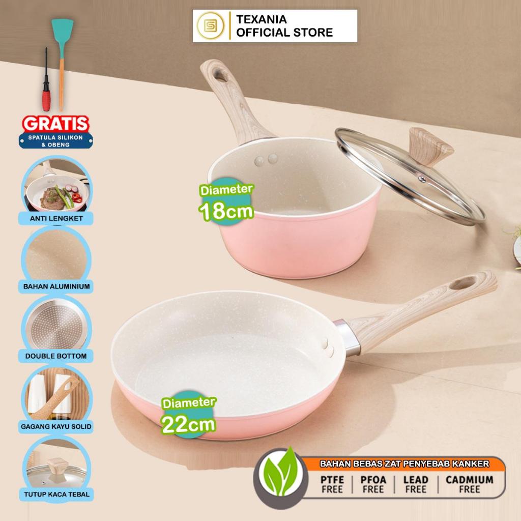 Jual TEXANIA Set Wajan & Panci Pink Anti Lengket Bahan Aluminium Alloy ...