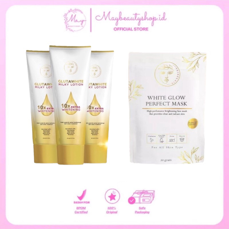 Jual Skinflair White Glow Perfect Mask & Milky Bodylotion | Shopee ...