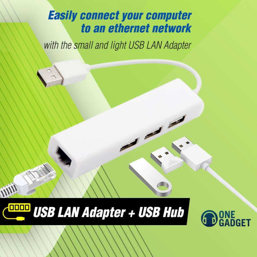 Jual Adapter Cable USB to LAN RJ45 Fast Ethernet Converter with 3 USB ...