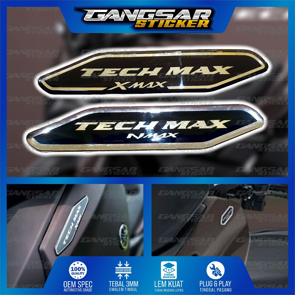 Jual emblem timbul tech max untuk yamaha nmax, nmax turbo dan yamaha ...