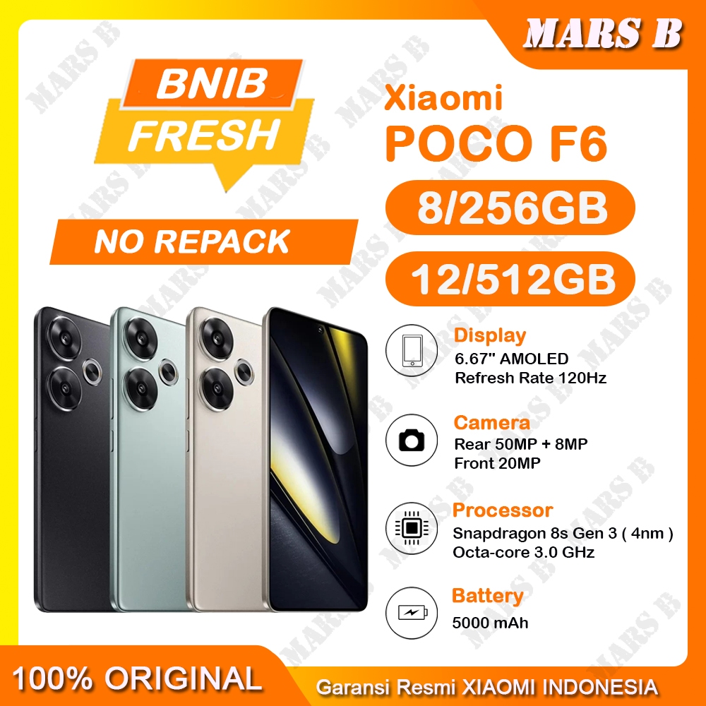 Jual Xiaomi POCO F6 [ 8/256GB ] [ 12/512GB ] BNIB Fresh No Repack - Garansi Resmi | Shopee Indonesia