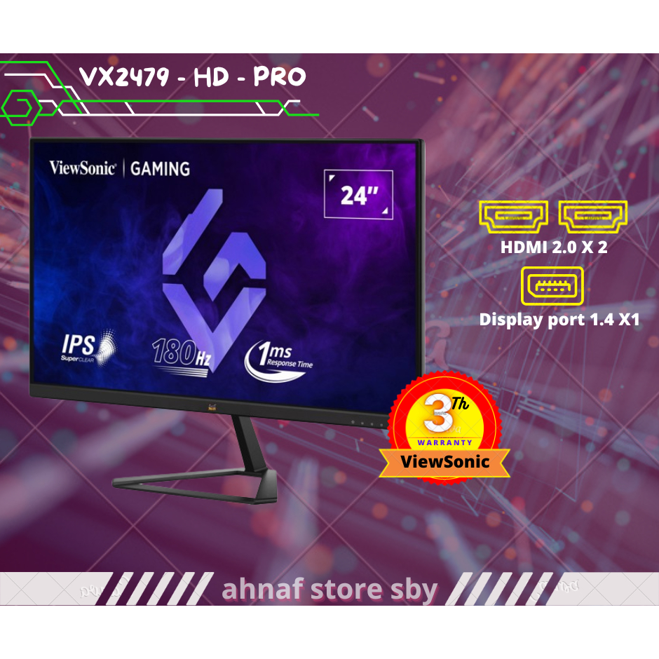 Jual Monitor Gaming ViewSonic VX2479-HD-PRO 24" FHD IPS 180Hz 1ms HDR10 ...