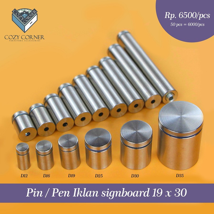 Jual Pin Iklan / Pen Iklan 19 x 30 Stainless Steel / Baut Akrilik ...