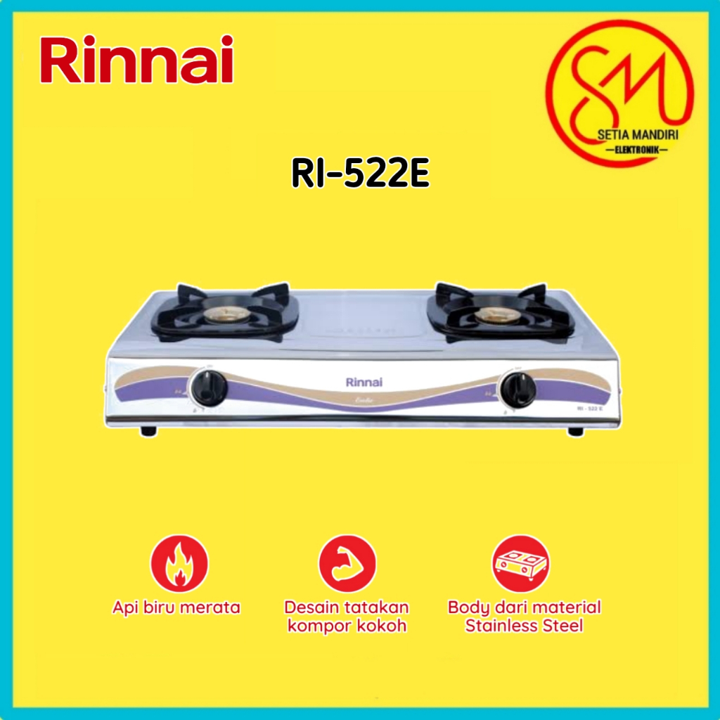 Jual RINNAI RI522E Kompor Gas 2 Tungku RI-522E I RI-522C I RI-522S ...