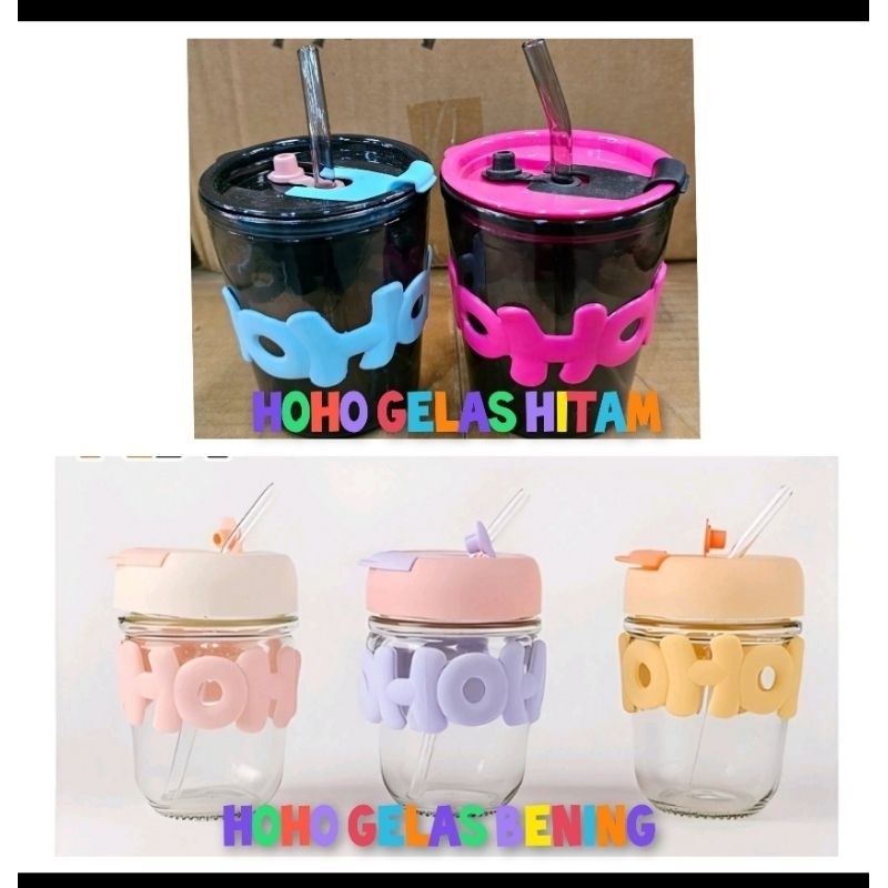 Jual GELAS KACA HOHO 350ML+SEDOTAN KACA DENGAN DOS/TUMBLER KACA/BOTOL ...