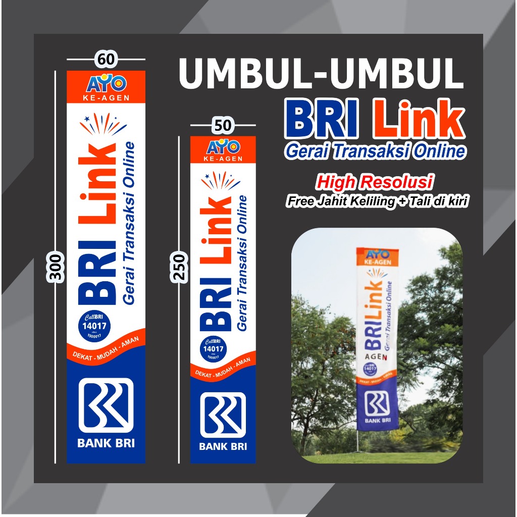 Jual Umbul umbul Agen BRILINK / BRI LINK Ready Stock Bisa Custom Nama ...