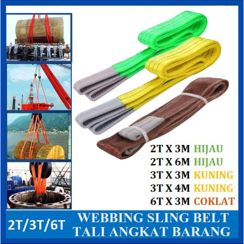 Jual Webbing Sling Belt Tali Ikat Angkat Barang Berat 1 2 3 4 5 6 7 8 ...
