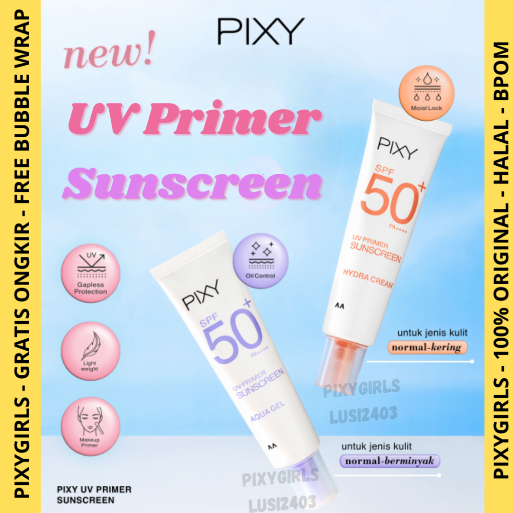 Jual PIXY UV PRIMER SUNSCREEN Aqua Gel dan Hydra Cream 30gram | Shopee ...