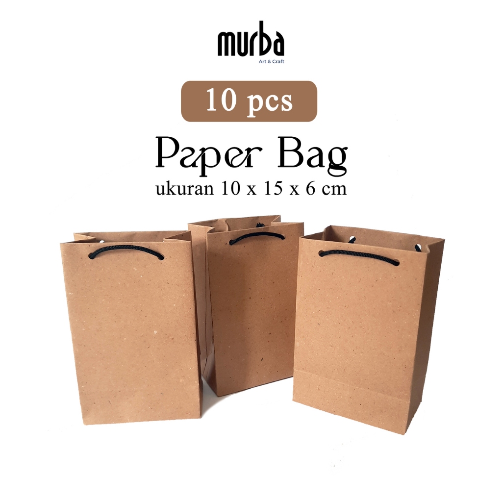 Jual (10 pcs) Paper Bag Polos Kecil 10x15x6 cm | Paper Bag cokelat ...