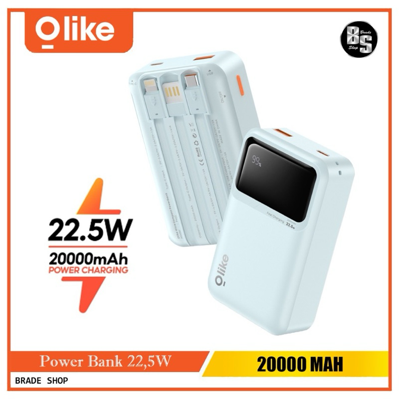 Jual Power Bank Olike 20000 Mah PD 22,5W QC SFC Built in Cables P402 ...