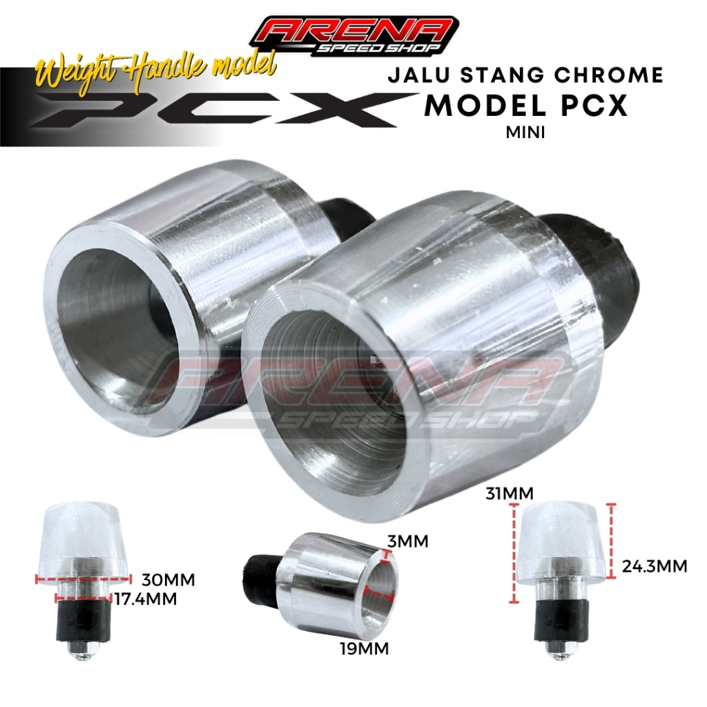 Jual Jalu Stang PCX Mini Chrome include baut - Weight Handle End Bar ...